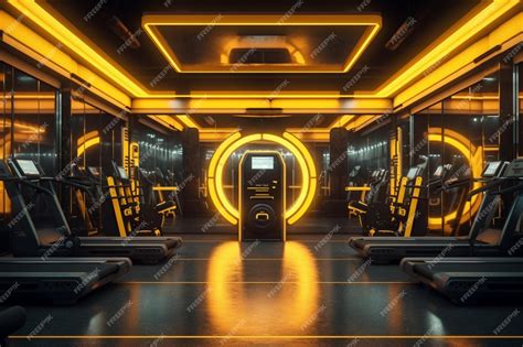 Premium Photo Modern Gym Interior In Yellow And Black Concept
