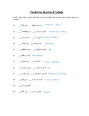 Predicting Reaction Products And Solutions Course Hero