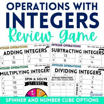 Integer Operations Review Math Game By Beyond The Worksheet With Lindsay Gould