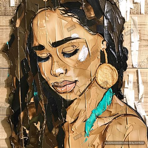 Ai创作图非裔美国人艺术 数字美女插画 扭曲人像插画 非洲女人装饰画 戴头巾女子像箔片 手绘肖像装饰画 新颖新锐创意艺术绘画 马赛克肖像 抽象艺术肖像画 数字油画插画设计 现代人物装饰画 钢板