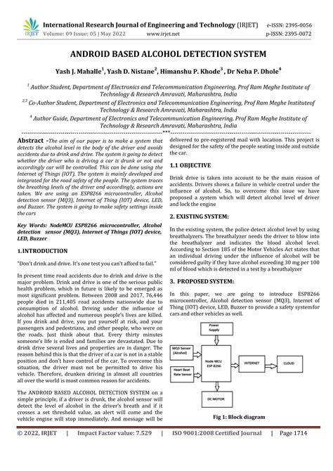 Android Based Alcohol Detection System Pdf