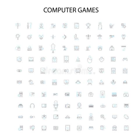 Computer Games Icons Signs Outline Symbols Concept Linear Illustration Line Collection Stock
