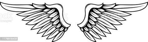 흰색 배경에 고립 된 문신 스타일의 날개 그림 레이블 배지 기호에 대한 요소 디자인 벡터 일러스트레이션 개념에 대한 스톡 벡터 아트 및 기타 이미지 Istock