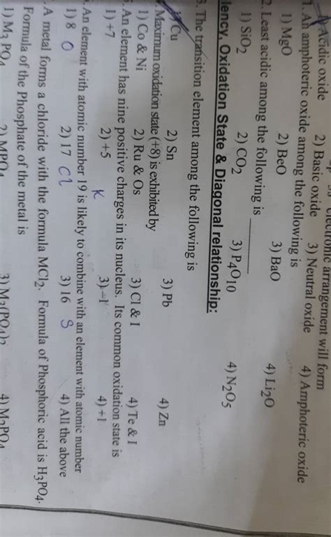 A Metal Forms A Chloride With The Formula MCl2 Formula Of Phosphoric Ac