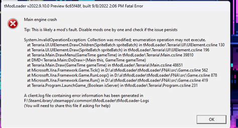 Client Crashing When Entering Mod Packs Menu · Issue 2701 · Tmodloadertmodloader · Github