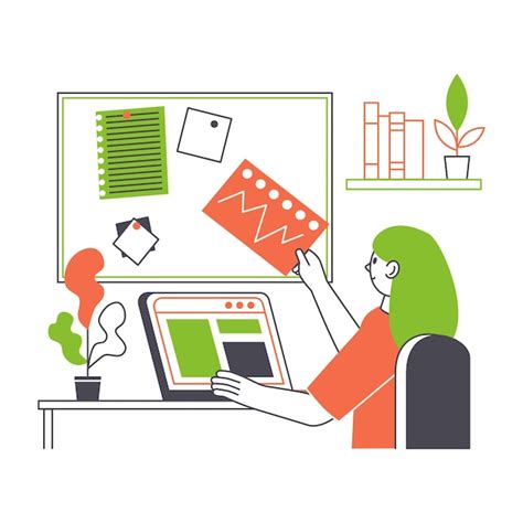 Premium Vector Female Graphic Designer Working On Web Design