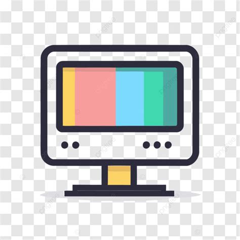 Tv 모니터 평면 디자인 아이콘 그림 벡터 흰색 배경에 Ico 디스플레이의 단순한 다채로운 아이콘 그림자 없음 작은 프레임 중앙 Png 일러스트 및 벡터 에 대한