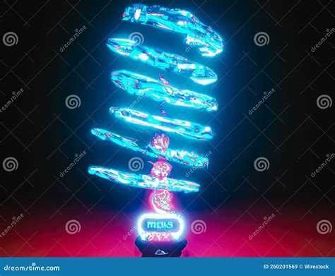Colorful Digital Blue Neon Spiral Light Background Stock Illustration