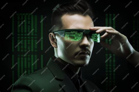 Premium Photo It Specialist With Smart Glasses And Cyberspace Green