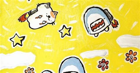 暗黒電波美術 むちむちねこは、お空シャーク夢をみるよ 暗黒電波美術家ボブ山 猫大好きのイラスト Pixiv