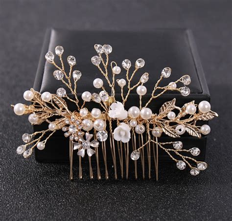 Pearl And Gold Bridal Hair Comb Instyle Hair For Brides