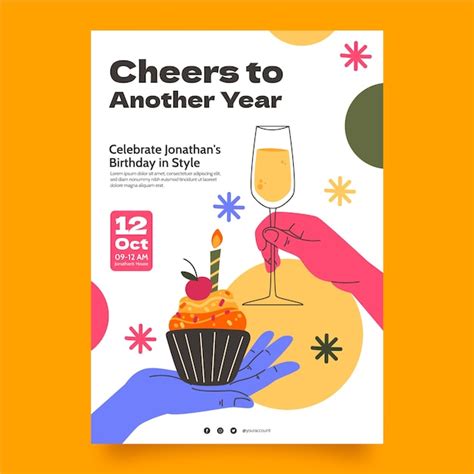Premium Vector Flat Design Birthday Party Poster Template