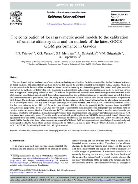Pdf The Contribution Of Local Gravimetric Geoid Models To The