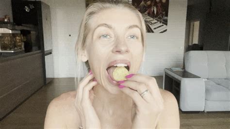Chips With A Carbonated Drink Burping And Hiccups Chew Fantasies Of Beautiful Blonde