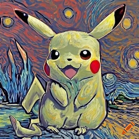 Digital Art Of Pikachu Inspired By Van Gogh On Craiyon
