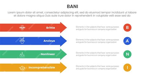 바니 월드 프레임워크 인포그래픽 4점 스테이지 템플릿 직사각형 화살표 오른쪽 방향 슬라이드 프레젠테이션을 위한 수직 스택 프리미엄 벡터