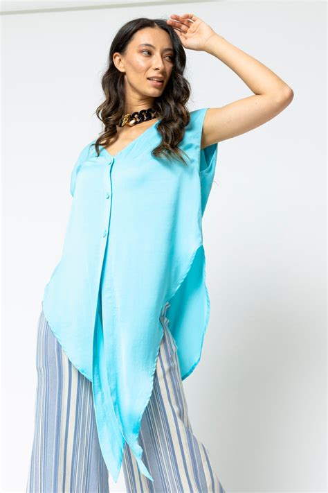 Sky Blue Sleeveless Tie Top Womens Tops Motto Fashions