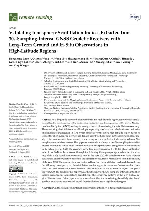 Pdf Validating Ionospheric Scintillation Indices Extracted From 30s