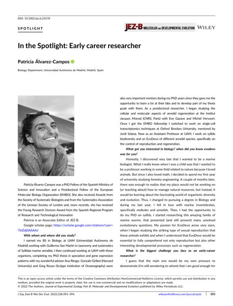 Pdf In The Spotlight Early Career Researcher