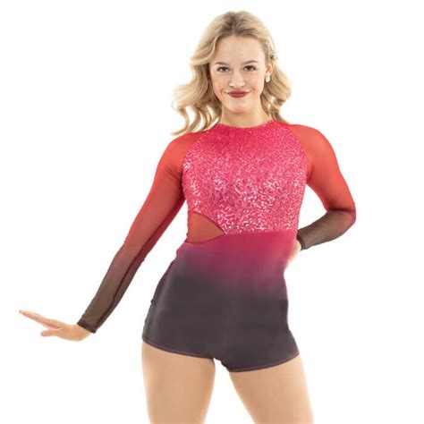 Ombre Sequin Mesh Biketard Discount Dance Costumes