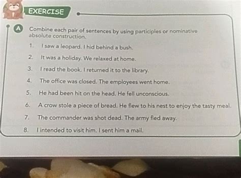 EXERCISE A Combine Each Pair Of Sentences By StudyX