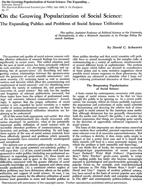 On The Growing Popularization Of Social Science Pdf