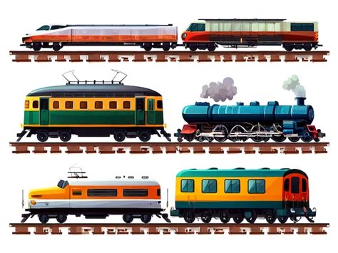 Premium Vector Isolated Different Types Of Trains Illustration Vector