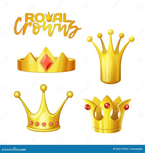Coronas Reales Doradas Al Estilo De Las Caricaturas Para Rey Y Reina