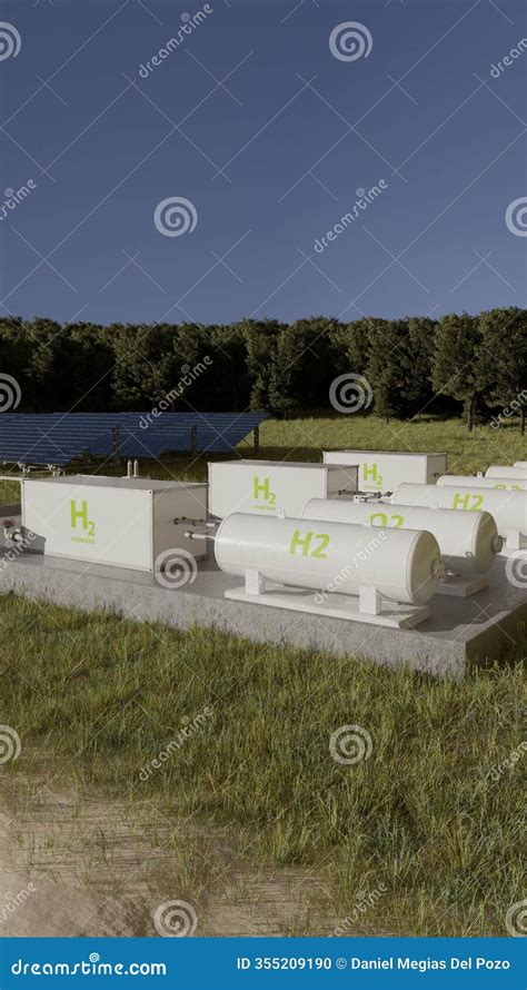 Green Hydrogen Production Plant Powered By Solar Panels In Rural