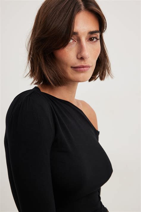 Off Shoulder Jersey Top Black Na Kd