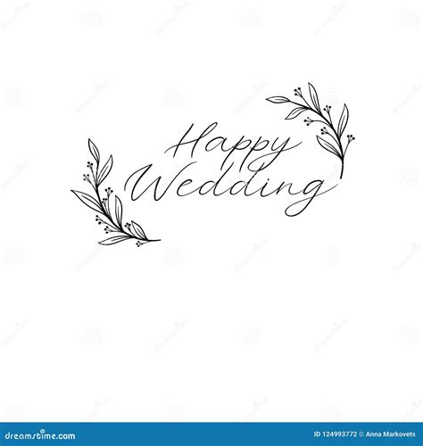 Happy Wedding Hand Lettering Text Calligraphy Inscription For Greeting