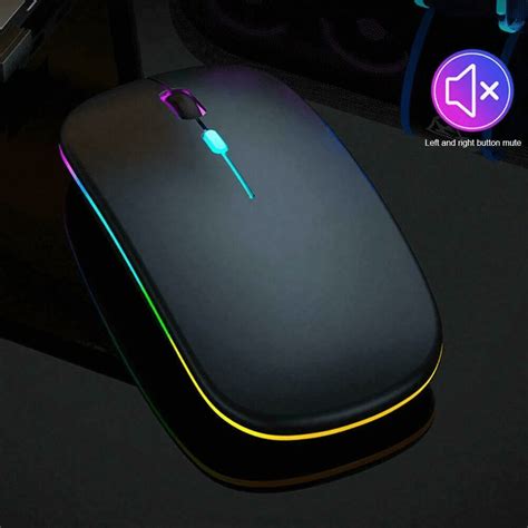 Sleek Wireless Mouse Silent Click Rechargeable RGB LED Gadget Centre