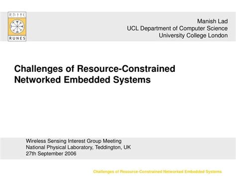 Ppt Challenges Of Resource Constrained Networked Embedded Systems