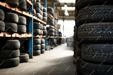 Premium Photo A Stack Of Tires In The Warehouse