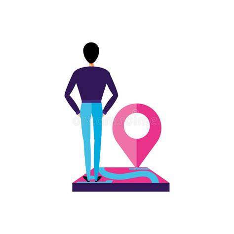 Man With Pin Pointer Location Icon Stock Illustration Illustration Of Locate Design 147932675