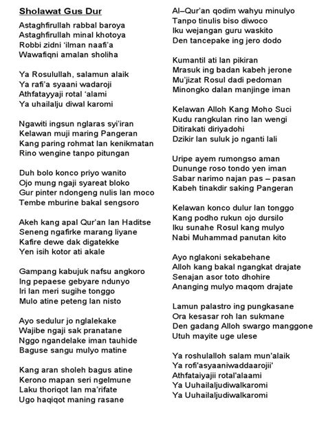 Lirik Syiir Tanpo Udan Atau Sholawat Gus Dur Pdf