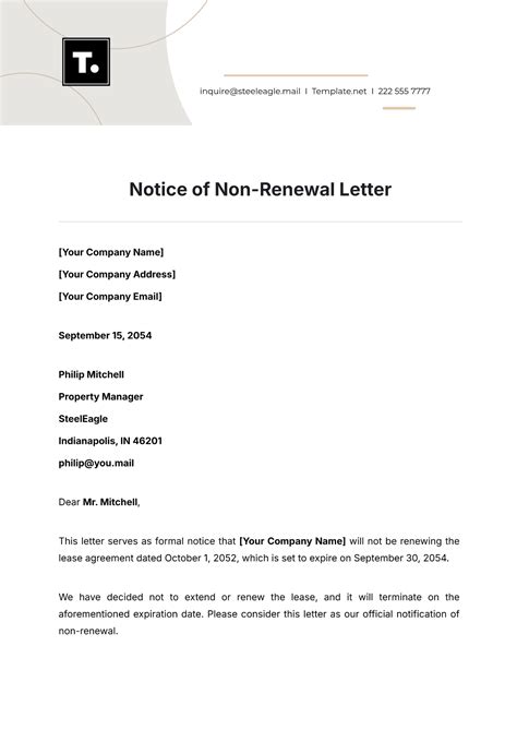Free Notice Of Non Renewal Letter Template To Edit Online