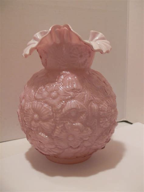 Gwtw Fenton Poppy Cased Glass Lavender Pink Banquet Parlor Lamp Ball