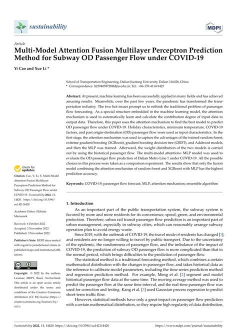 Pdf Multi Model Attention Fusion Multilayer Perceptron Prediction Method For Subway Od