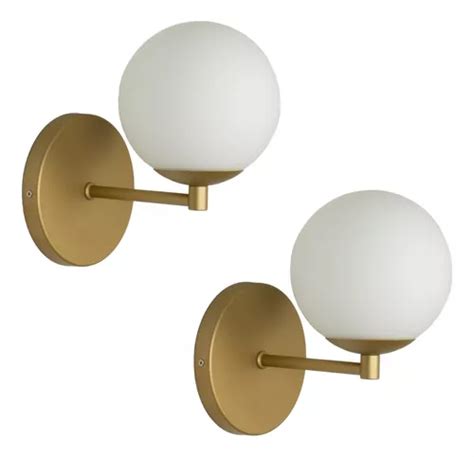 Lámpara de pared recta Globo Jabuticaba color dorado mate kit MercadoLibre