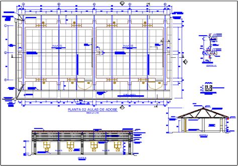 School Plan With Two Classroom View And Elevation And Section View Dwg File Cadbull