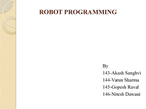 Ppt Robot Programming