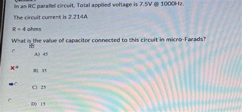 Solved In An RC Parallel Circuit Total Applied Voltage Is Chegg