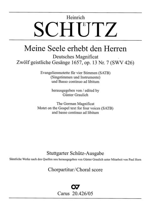 Meine Seele Erhebt Den Herren Deutsches Magnificat Von Heinrich
