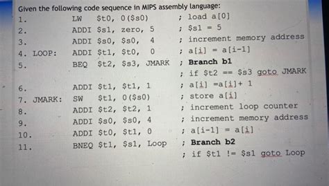 Siven The Following Code Sequence In Mips Assembly Chegg