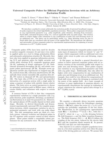 PDF Universal Composite Pulses For Efficient Population Inversion