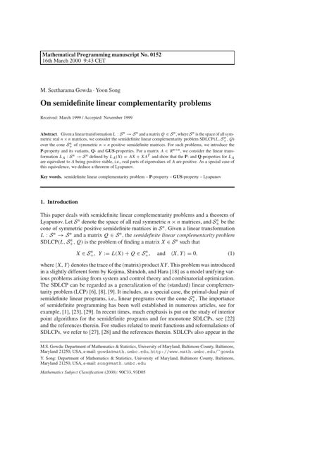 (PDF) On semidefinite linear complementarity problems (vol 88, pg 575, 2000)