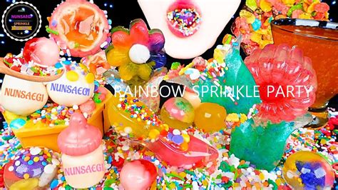 Asmr Rainbow Sprinkle Party 무지개 스프링클 파티 Nunsaegi Asmr 눈새기 Youtube