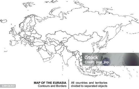 Stock Ilustrace Mapa Kontury Eurasie Stáhnout Obrázek Nyní Mapa Navigační Zařízení