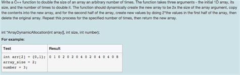Solved Write A C Function To Double The Size Of An Array Solved Write A C Function To Double The Size Of An Array